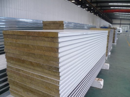 White Insulated Sandwich Panels , Fireproof Rock Wool Sandwich Panel