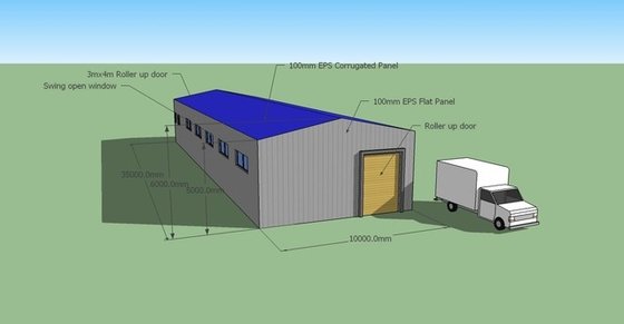 Light Steel Structure Buildings , Wide Span Prefab Steel Garage