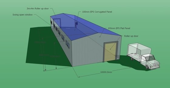 Light Steel Structure Buildings , Wide Span Prefab Steel Garage