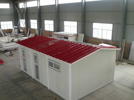 Sloping Roof Prefabricated House Fireproof , Galvanized Steel House