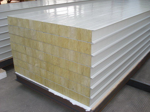 950mm Insulated Steel Panels , rock wool sandwich panel for Wall