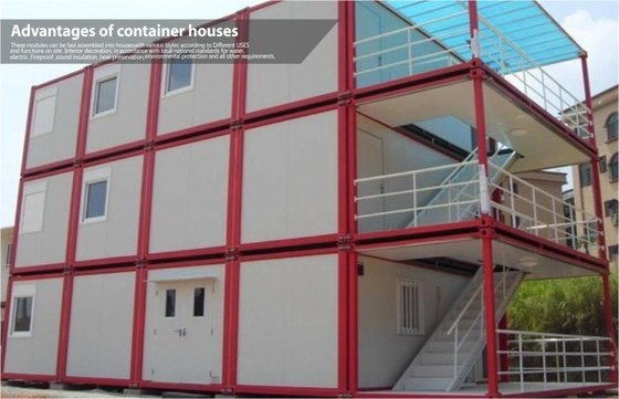 Three storey prefab container dormitory house with veranda and stairs , safe and durable