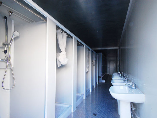 Standard Ablution Container Layout - Foldable, Movable, Knockdown Panel Wall System