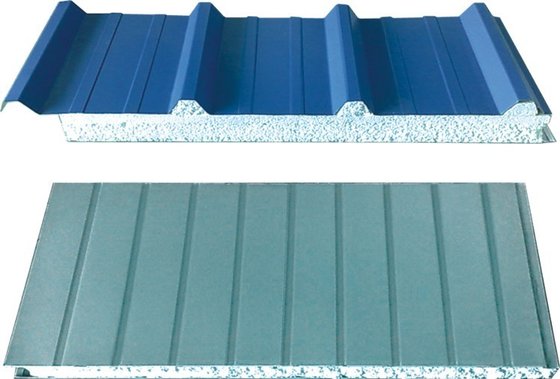 Steel PU Corrugated Sandwich Panel Heat Insulation For Prefab Houses