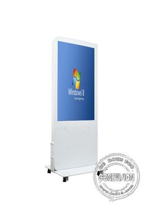 White Touch Screen Kiosk 46" , Floor Stand With Wheel