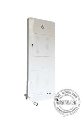 White Touch Screen Kiosk 46" , Floor Stand With Wheel