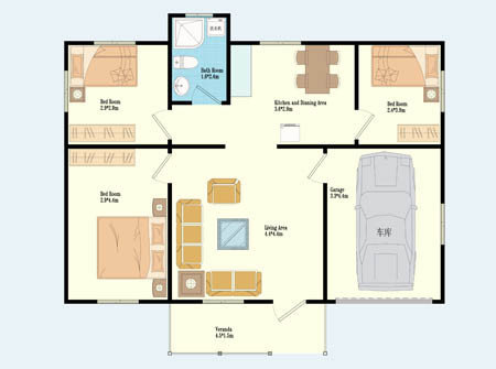 Portable Steel Frame Structure 4 / 3 Bedroom Modular Homes , Mobile Light Steel Villa