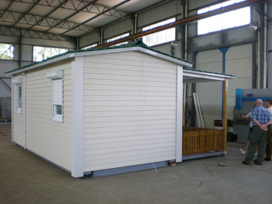 Sloped Roof Steel Prefab House For Family Living With UPVC Cladding