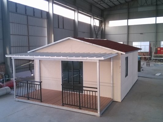 Sloped Roof Steel Prefab House For Family Living With UPVC Cladding