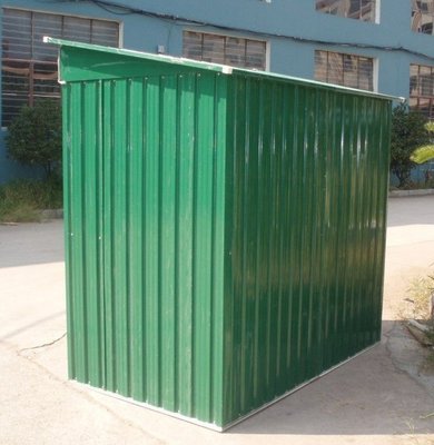 8x4 Easy Build Metal Pent Shed With Double Sliding Door , Green / Grey / Cream