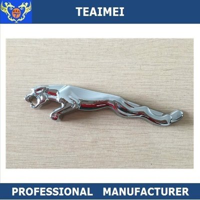 Decorative Car Front Grill Emblems , Silver Jaguar Metal Car Badges