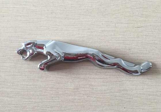 Decorative Car Front Grill Emblems , Silver Jaguar Metal Car Badges