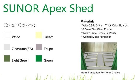 12 ' x 10 ' Feet Metal garden shed with 2 sliding doors,HHSD-A