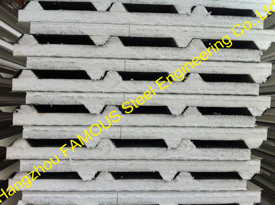 Fiberglass Rockwool Insulated Sandwich Panels , Prefabricated Roof Wall