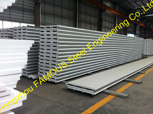 Fiberglass Rockwool Insulated Sandwich Panels , Prefabricated Roof Wall