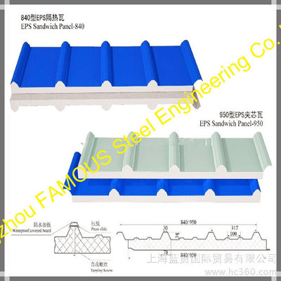 Water Resistant Insulated Sandwich Panels For Wall , Roof Sheets