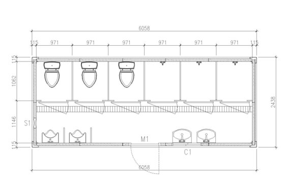 20FT Modular Prefab Container Home For Toilet / Shower Room / Refrigerator House