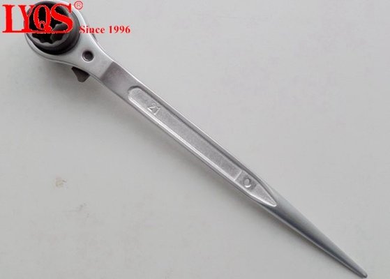 Professional Double Socket Ratchet Wrench / Scaffold Podger Ratchet Chromed Surface