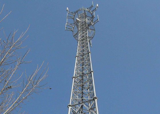 CO2 Shielded Arc Welding Hot-dip Galvanizing Tubular Steel Tower , Steel Lattice Antenna Tower With Bolts and Nuts