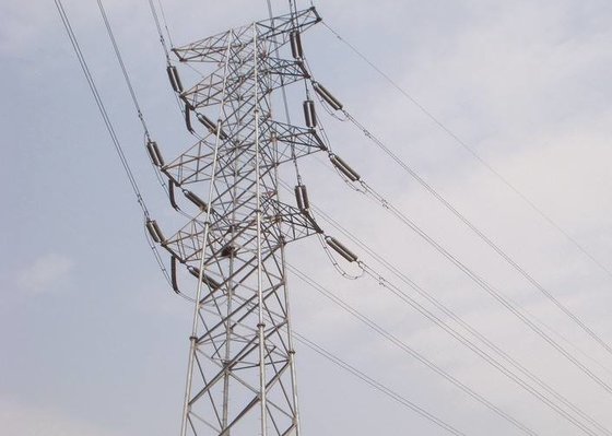 Four - Leg Steel Transmission Tower 10KV - 1000KV Voltage With Connection Bolts