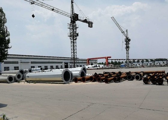 Single Pole Steel Transmission Tower For Power Transmission Silver Color