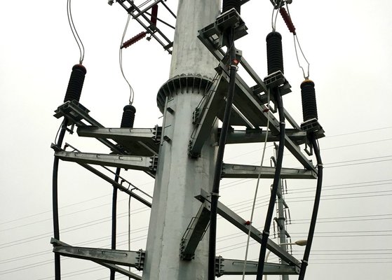 Steel Structure Electric Transmission Tower , 4.8S Bolt Monopole Power Line Tower supplier