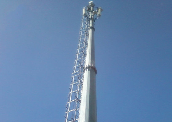 Hot-dip Galvanizing 60m Monopole Telecommunication Tower , Monopole Antenna Tubular Steel Tower supplier