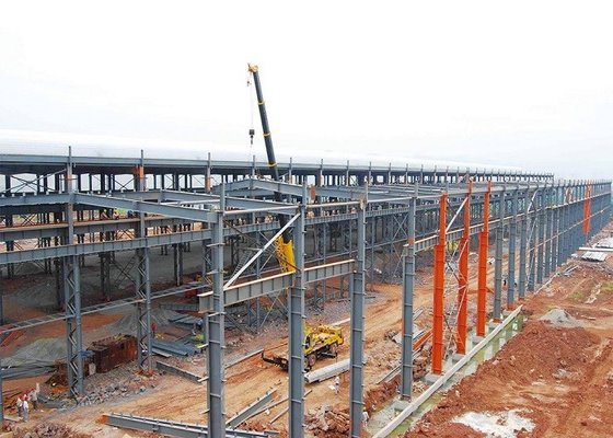 Wire Mesh Roof Steel Frame Warehouse , Welded Industrial Steel Buildings supplier