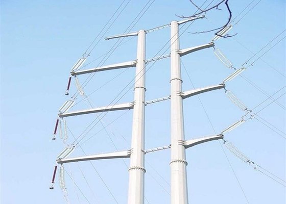 5m - 100m 33kv Transmission Line Towers , Steel Pole Tower ISO Certificated supplier