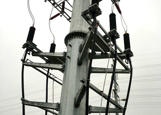 2 Steel Pipe Pole Monopole Transmission Tower ASTM A123 Submerged Arc Welding supplier