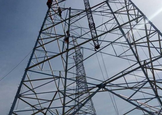 Hot Dip Galvanized Angle Steel Tower For Power Transmission Silver Color supplier