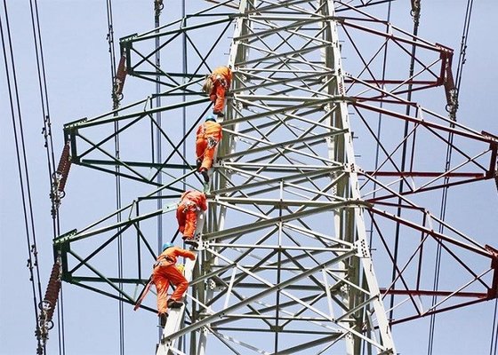 Hot Dip Galvanized Angle Steel Tower For Power Transmission Silver Color supplier