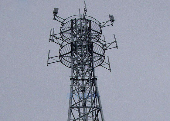 AWS D1.1 Silver Mobile Telecom Tower 50m Height Arc Welding ISO Certificated supplier