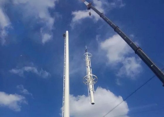 Silver Monopole Single Pole Tower 20m - 180m Height ASTM A36 / ASTM A572 supplier