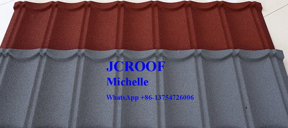 Colorful Stone Coated Metal Roofing Tiles , Stone Coated Roofing Sheet