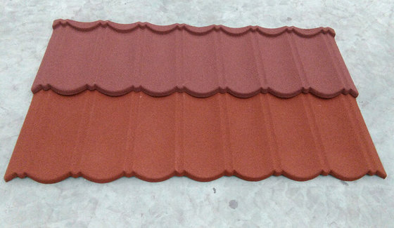 Color Sand Stone Coated Steel Roof Tiles , Stone Coated Metal Roofing Environmental Friendly