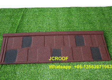 Wine / Black And White Shingle Stone Coated Steel Roof Tile For Building Material