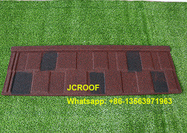 Wine / Black And White Shingle Stone Coated Steel Roof Tile For Building Material