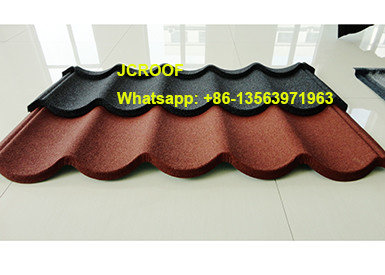 Long Life Span Stone Coated Steel Roof Tiles High-Temperature Ceramic Color Process
