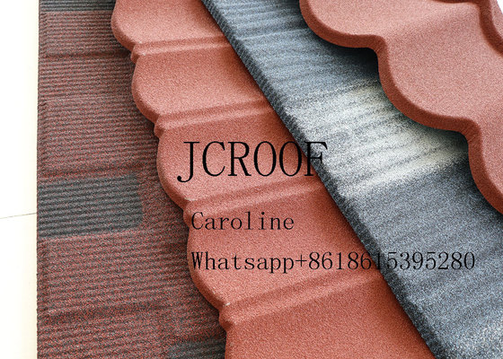 Heat Resistance Stone Coated Roofing Tiles 0.5mm Thickness 50 Years Guarantee