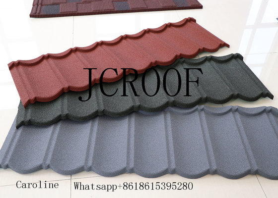 Colorful Roman roof panel Stone Coated Metal Shingles 1340mm*420mm 50 Years Usage Age