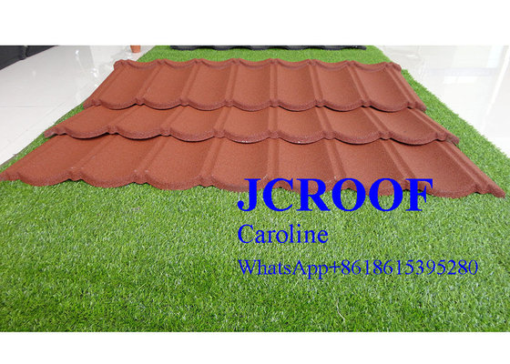 Colorful Roman roof panel Stone Coated Metal Shingles 1340mm*420mm 50 Years Usage Age