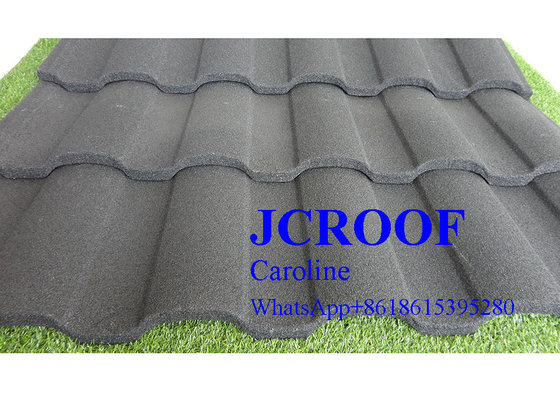 Wooden Type Stone Coated Metal Roof Tile , Lightweight Metal Roof Tiles