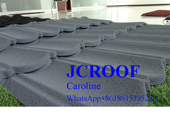 Wooden Type Stone Coated Metal Roof Tile , Lightweight Metal Roof Tiles