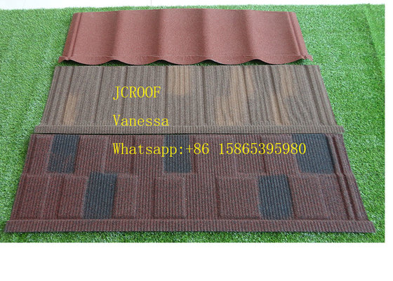 Installed Size 1290*370mm Stone Coated Metal Roof  Tile  2.6kg Per Sheets