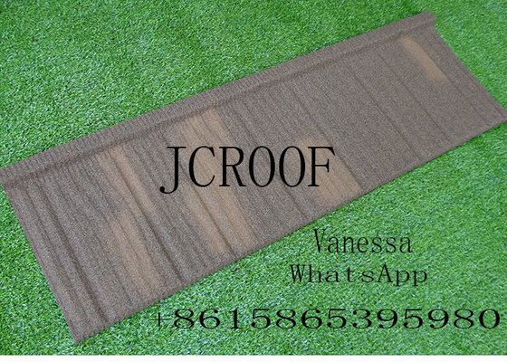 Installed Size 1290*370mm Stone Coated Metal Roof  Tile  2.6kg Per Sheets