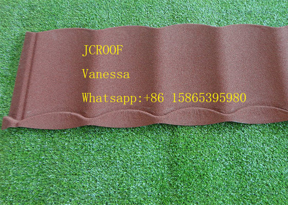Stone Coated Metal Roofing Tile Installed size 1250*370mm 0.45mm Thickness Makuti Grained