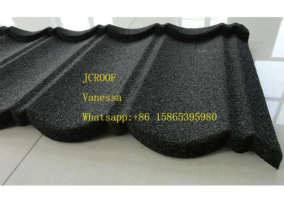 Stone Coated Metal Roof Tile size 1300*420mm Thickness 0.45mm Roman Tile JC109 Green Black