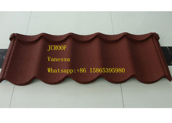 ISO9001 Stone Coated Metal Roof Tile Installed size 1250*370mm JC110 Sky Blue