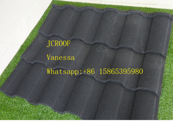 ISO9001 Stone Coated Metal Roof Tile Installed size 1250*370mm JC110 Sky Blue